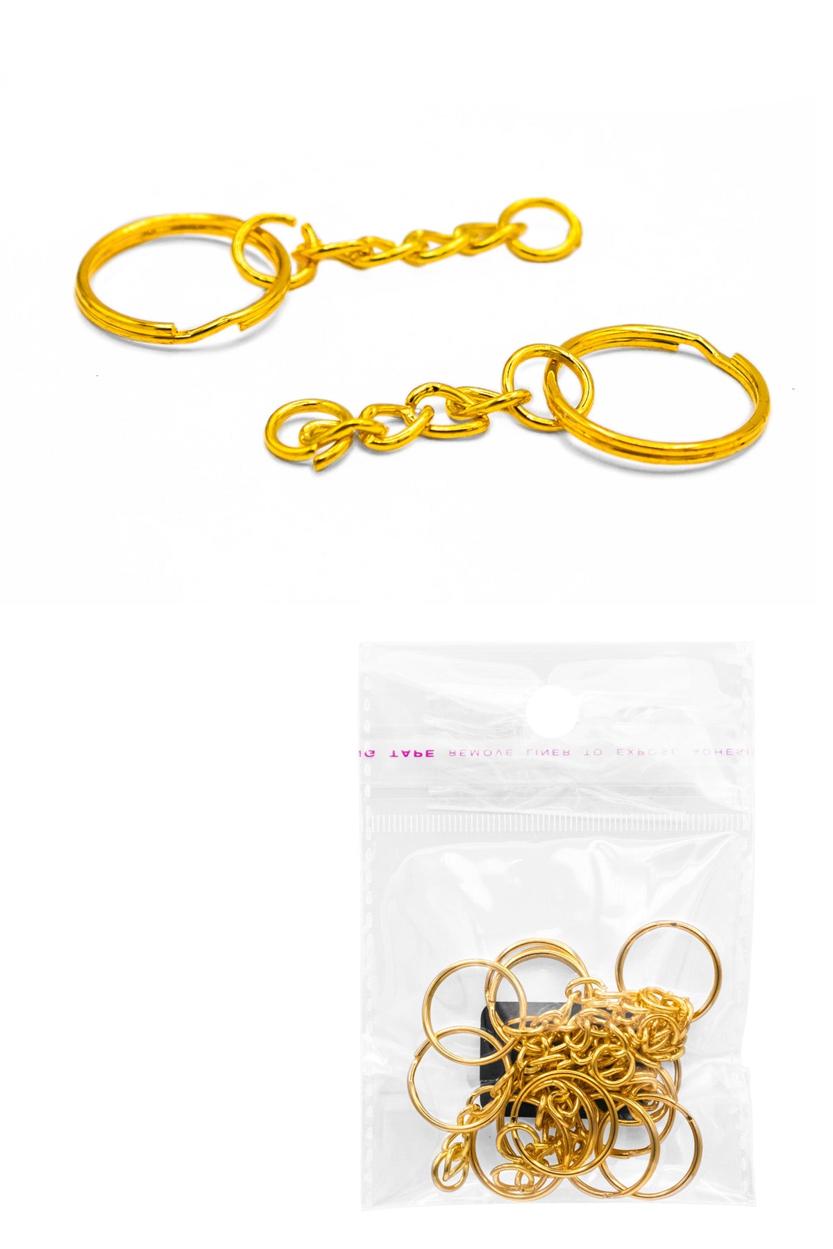 Sleek Metal Key Rings with Chain – Set of 12 – Fararti