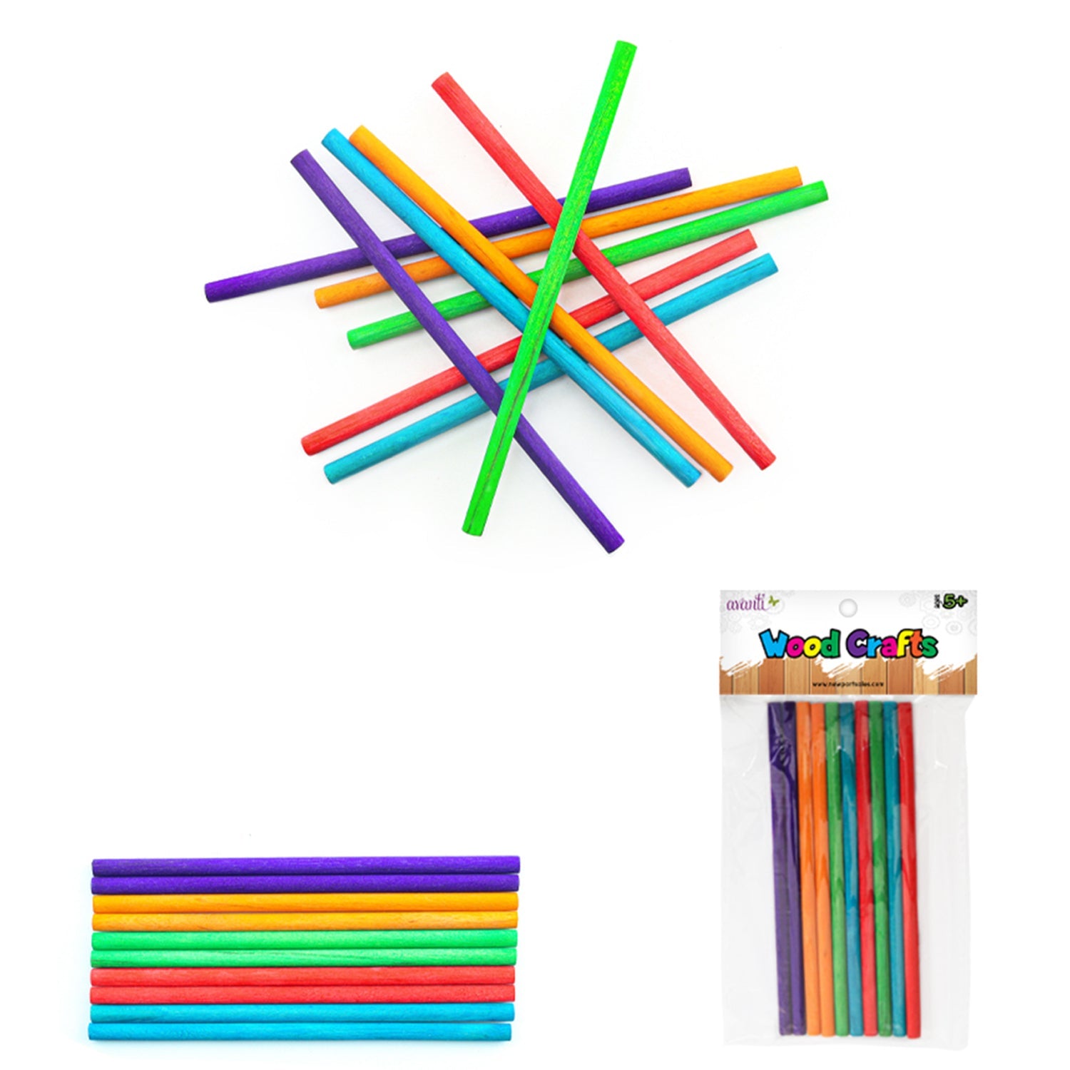 Wood Sticks, Wooden Dowel Rods, 12cm Variety Colored Hardwood Sticks ...