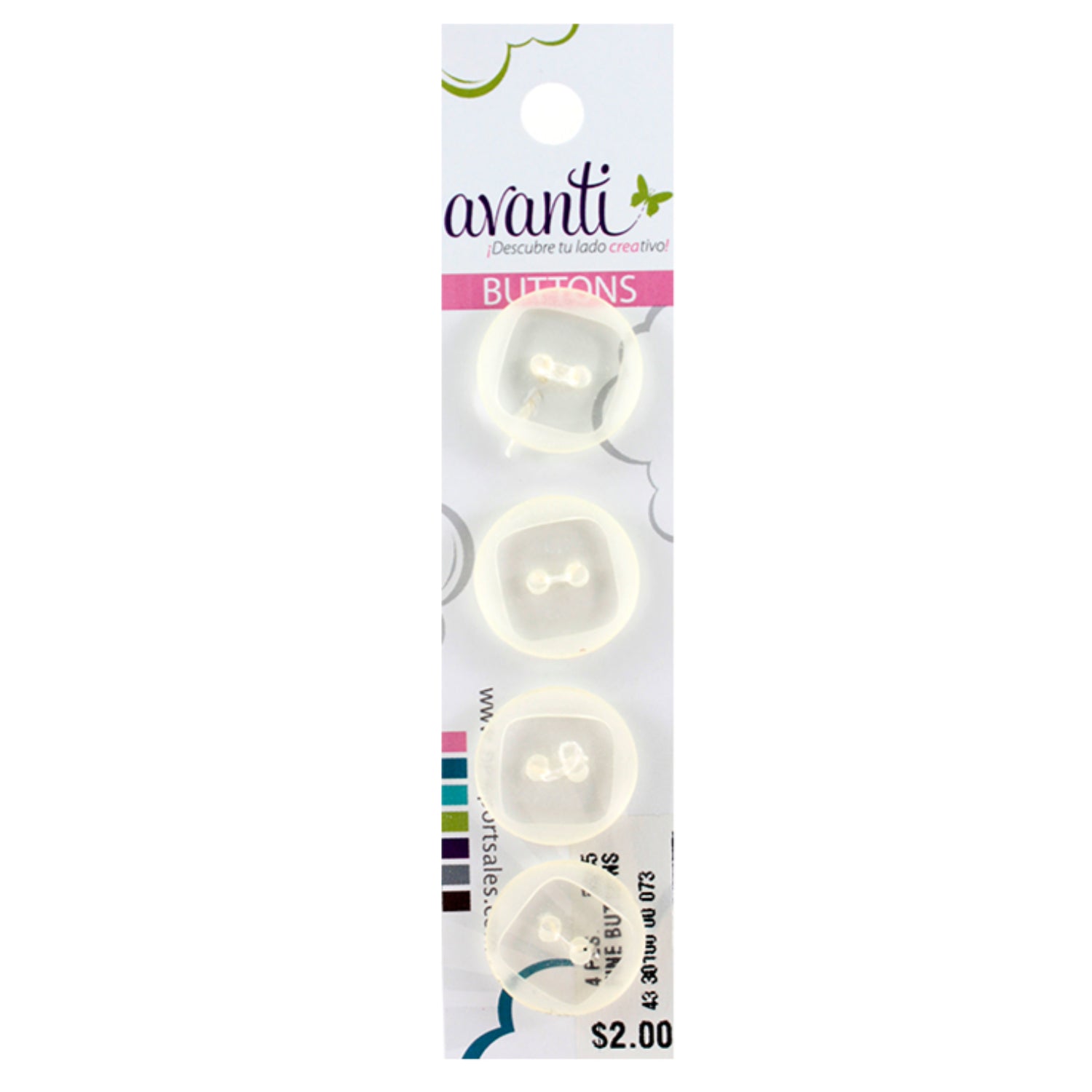 Fine Circular Buttons, Sew-through, 28mm, 2 Holes, Clear Color – Fararti